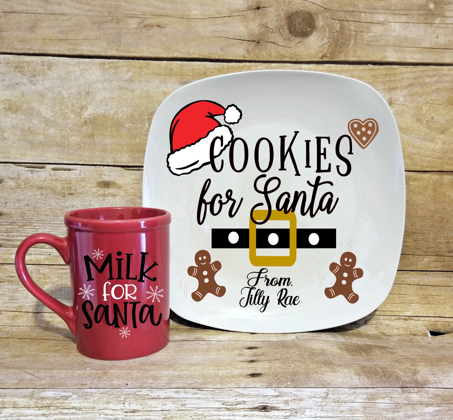 Personalized Cookies and Milk for Santa Personalized Plate - Etsy
