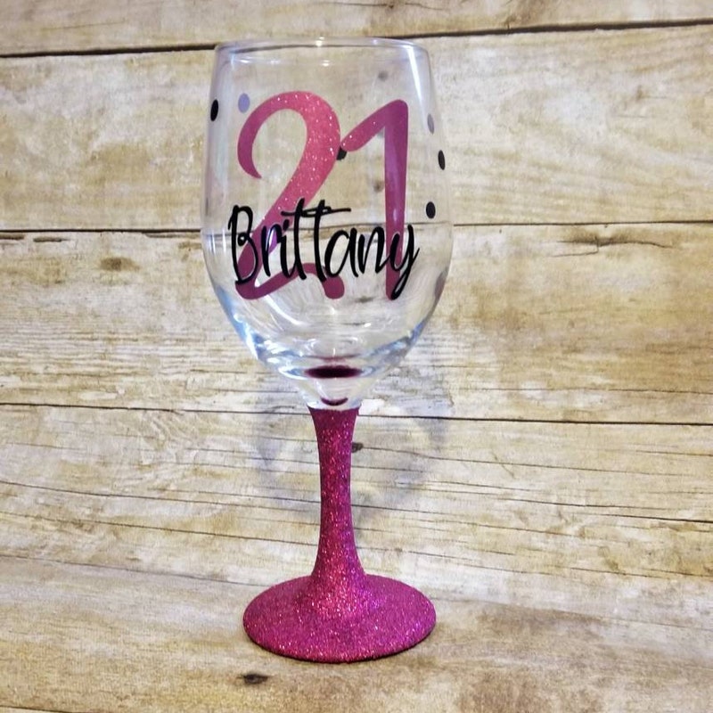 21st Birthday Wine Glass - Etsy