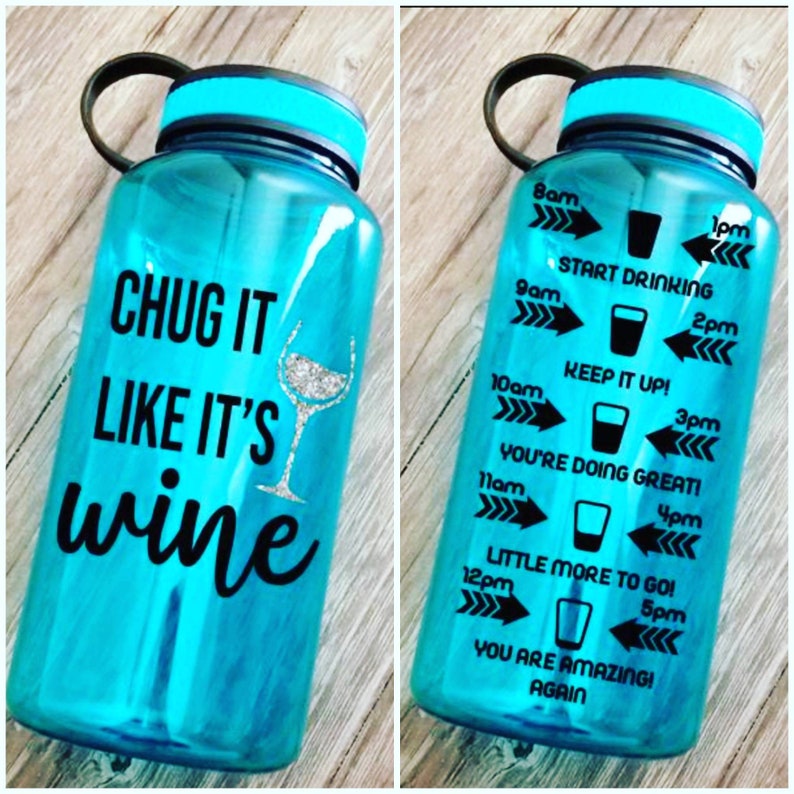 Chug It Like Its Wine Gym Bottle Funny Water Bottle Wine Etsy