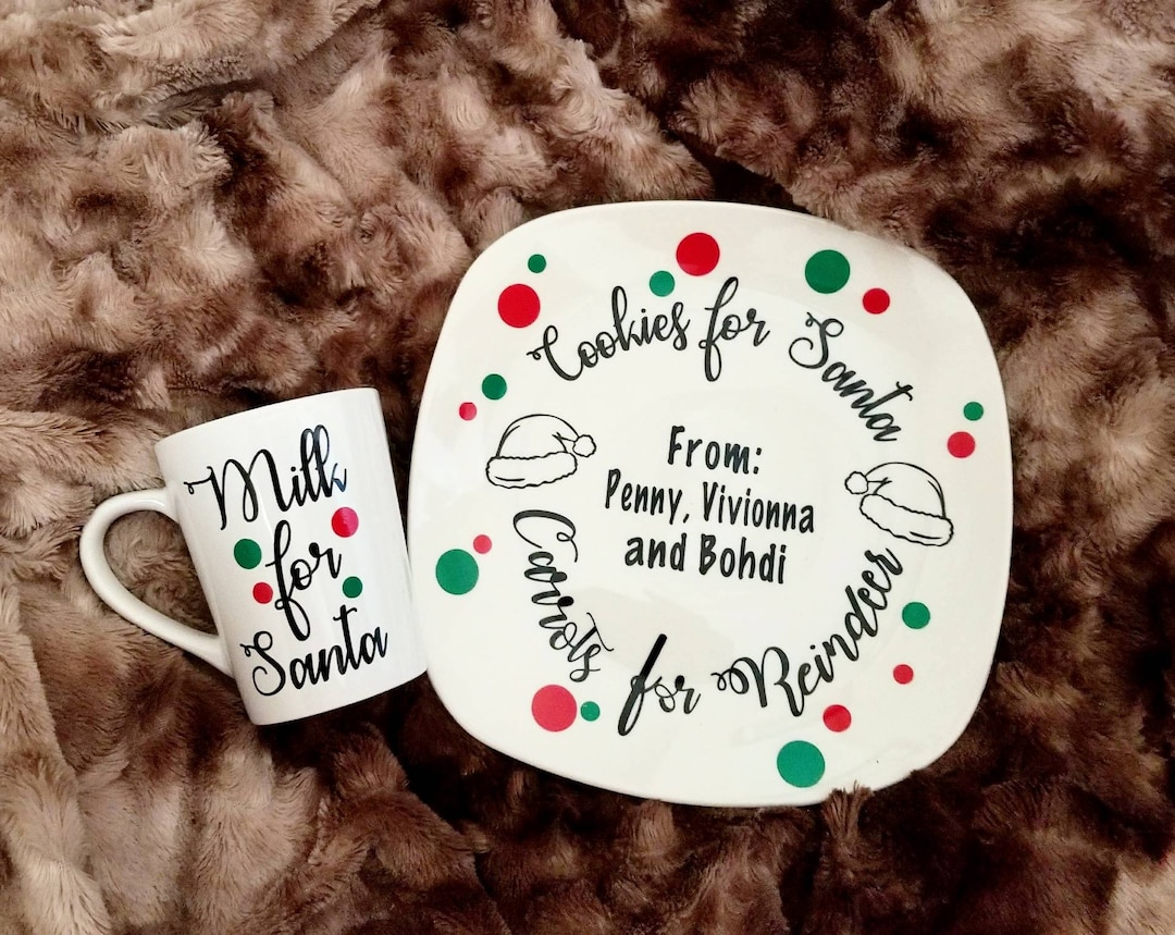 Personalized Cookies and Milk for Santa Set, Milk and Cookies Plate ...
