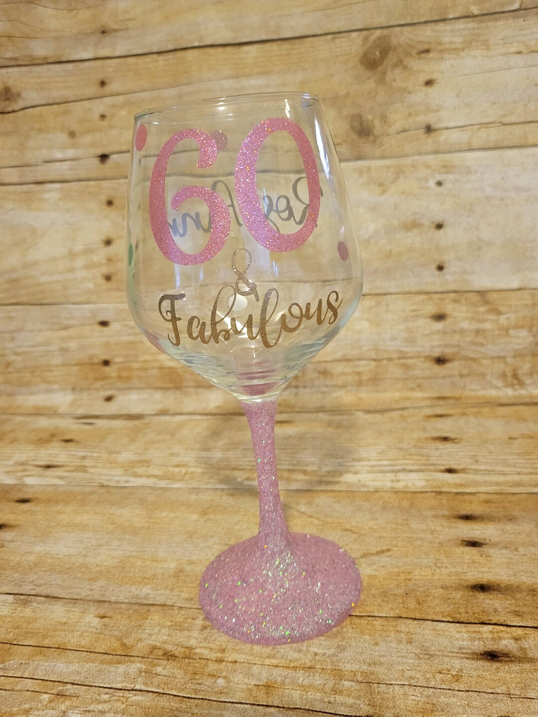 60th Birthday Glass / 60th Birthday Gift / Glitter Wine Glass / 60 and ...