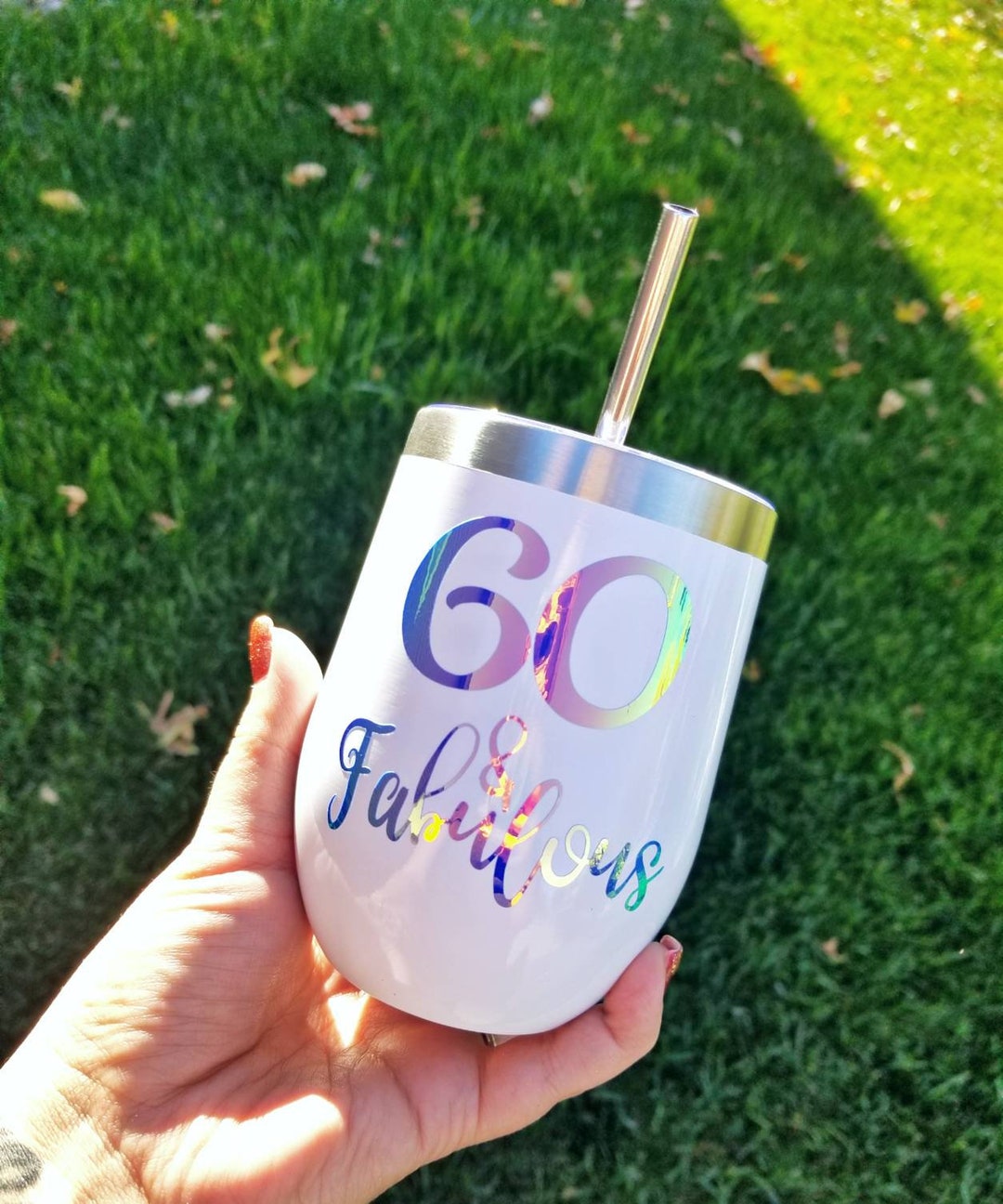 60th Birthday Glass, 60th Birthday Gift, Metal Wine Glass, 60 and ...