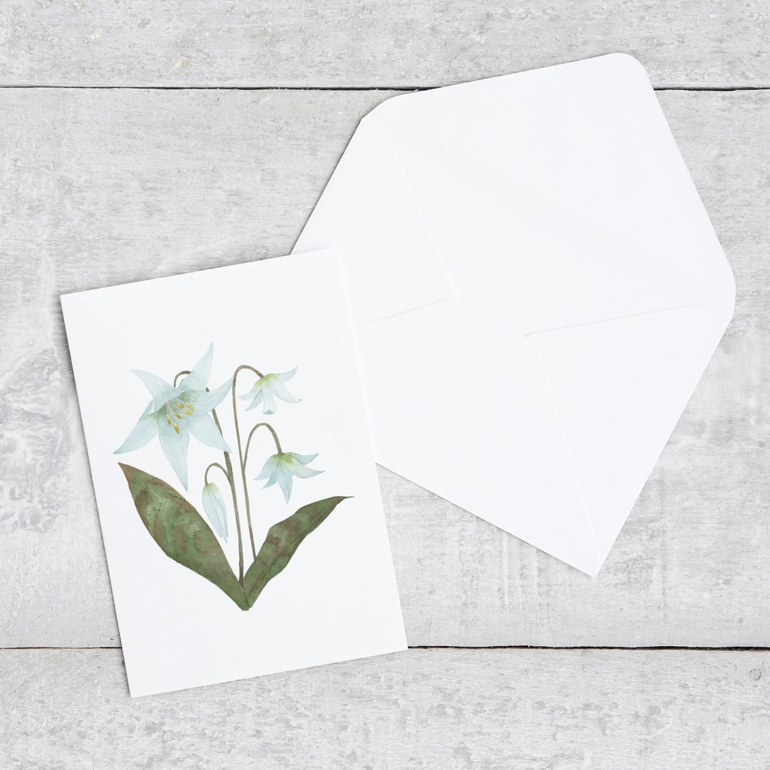 White Lily Flower Card, Watercolour Painting Art - Etsy