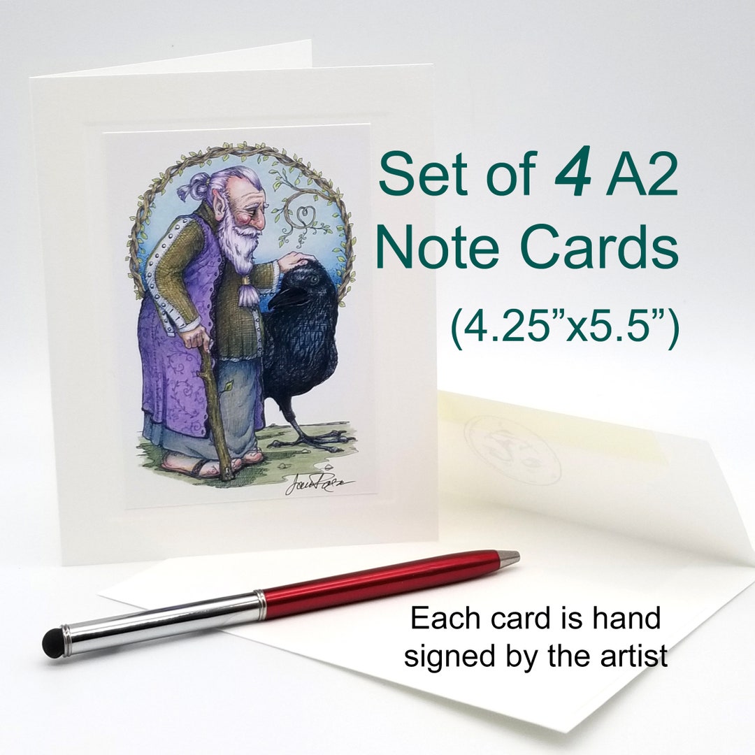 Crow Greeting Cards, Raven Note Cards, Handmade Note Cards, Raven ...