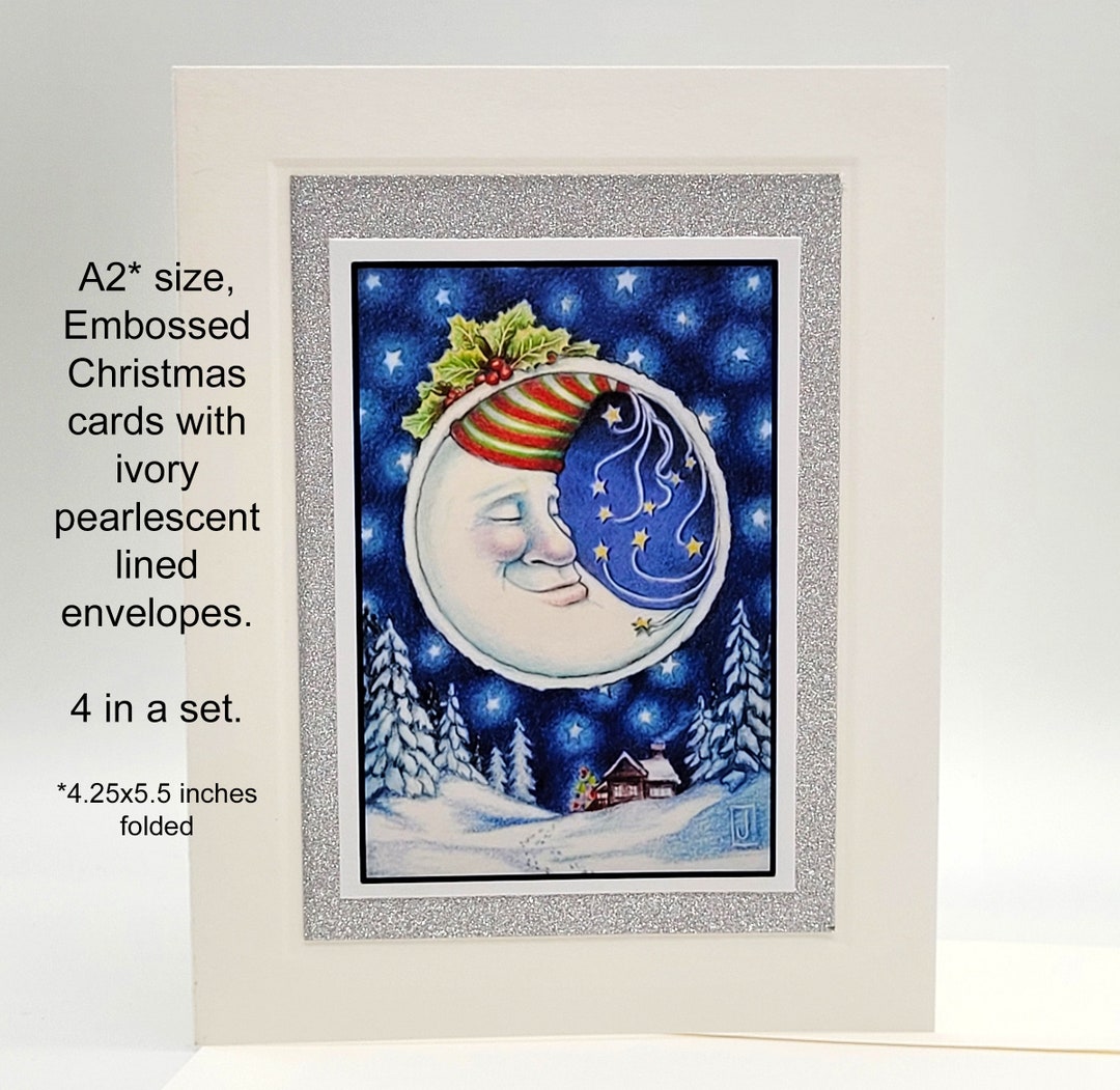 Moon Christmas Card, Christmas Card Sets Handmade, Holiday Cards, Love ...