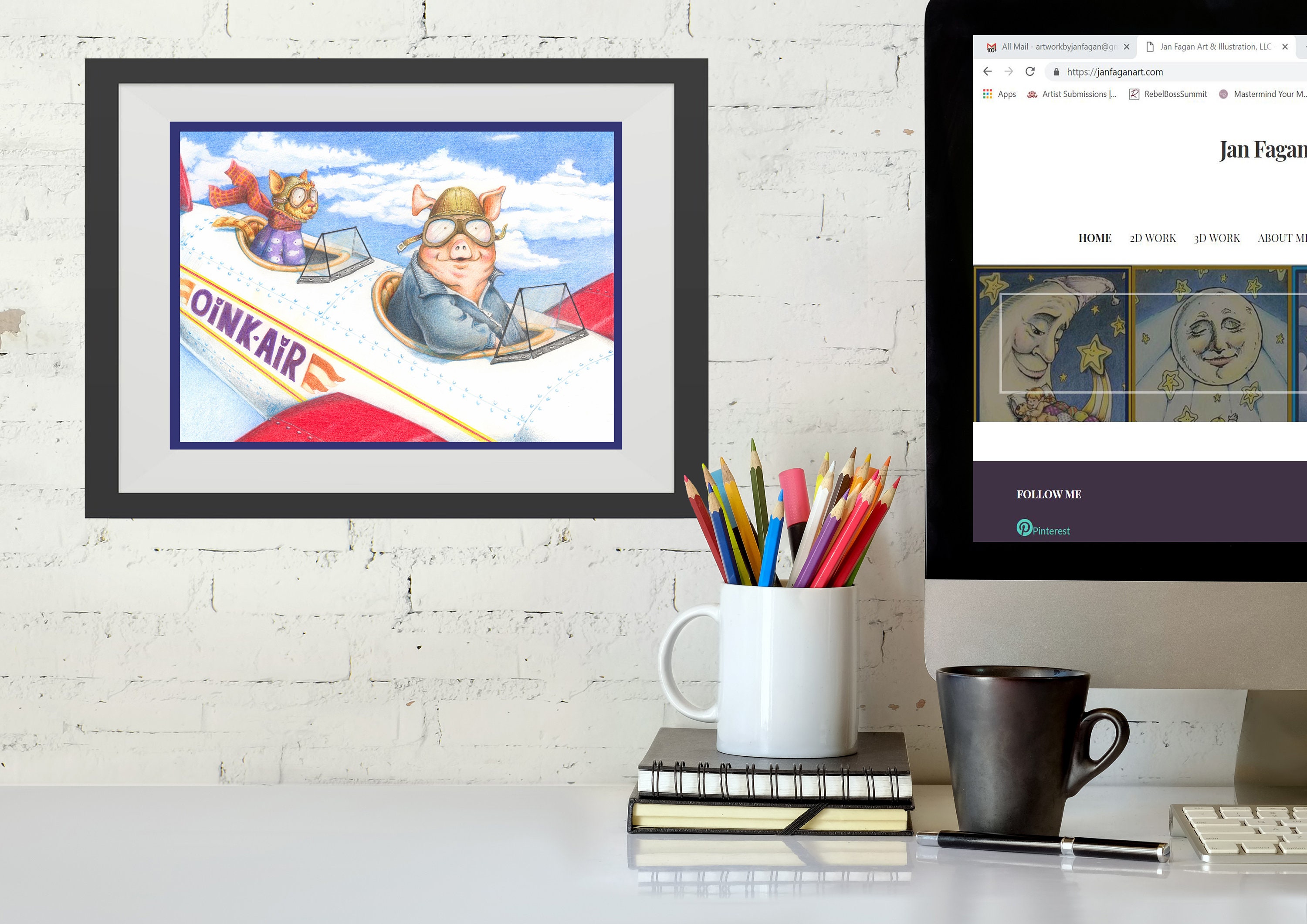 Art Print Wall Art When Pigs Fly Colored Pencil Office Decor Pig Lover ...