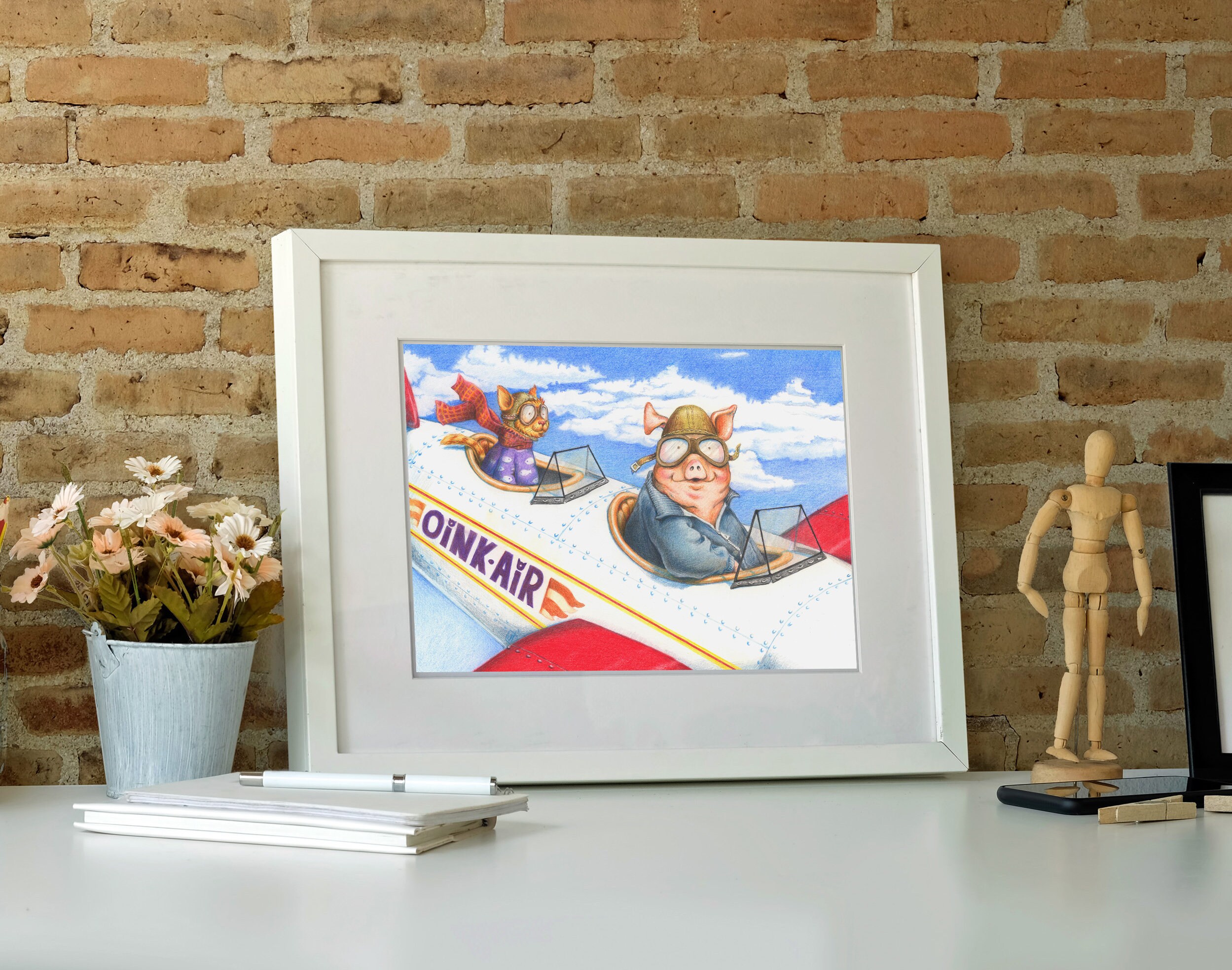 Art Print Wall Art When Pigs Fly Colored Pencil Office Decor Pig Lover ...