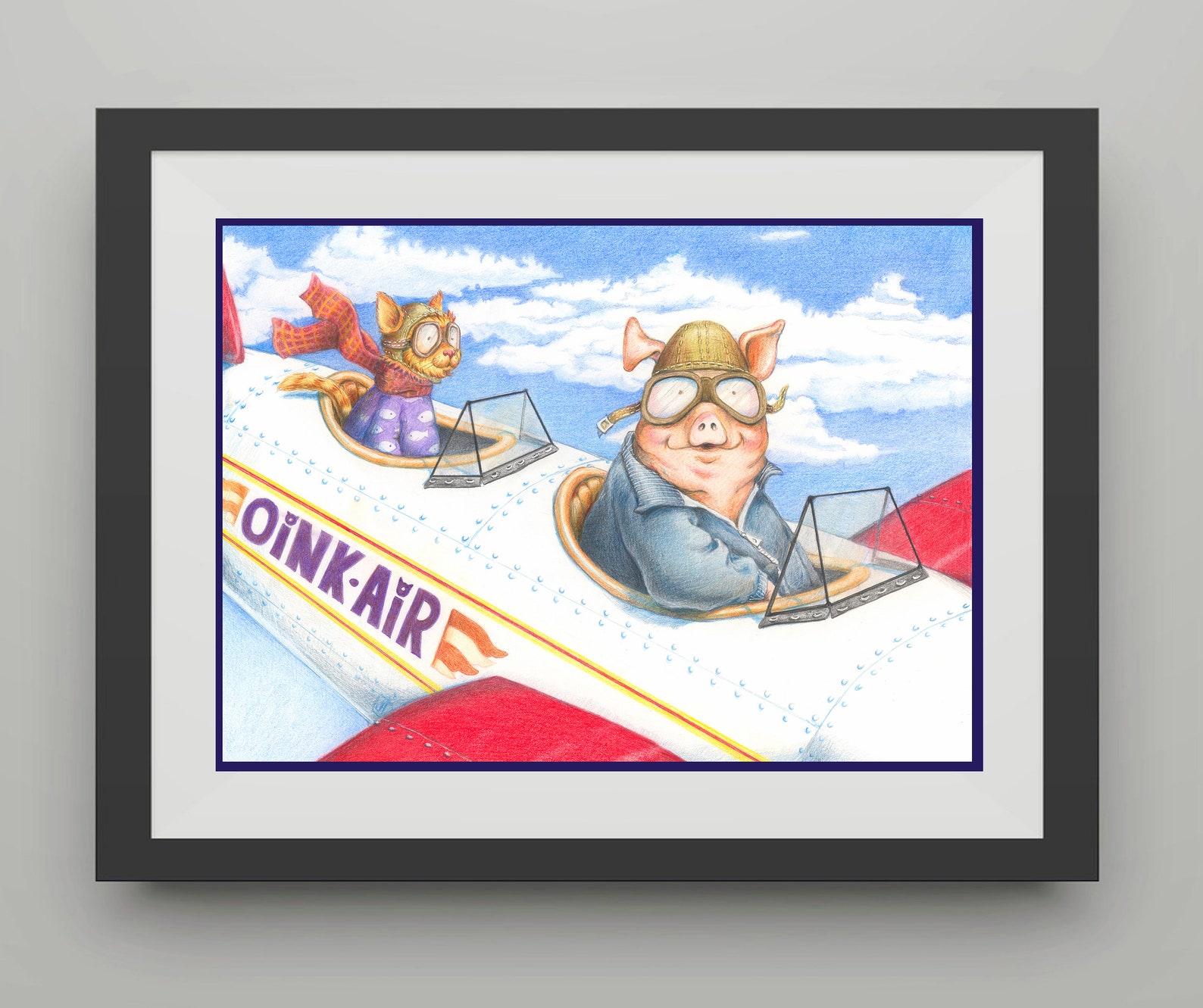 Art Print Wall Art When Pigs Fly Colored Pencil Office Decor Pig Lover ...