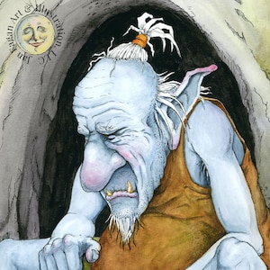 Troll and His Daisy, 5x7 Archival Color Print, Fantasy Art Print, Wall ...