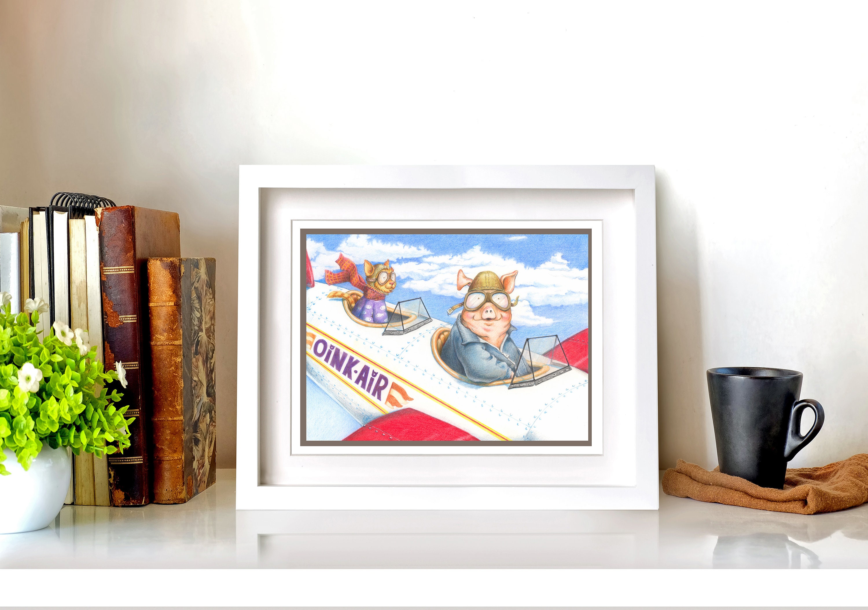 Art Print Wall Art When Pigs Fly Colored Pencil Office Decor Pig Lover ...