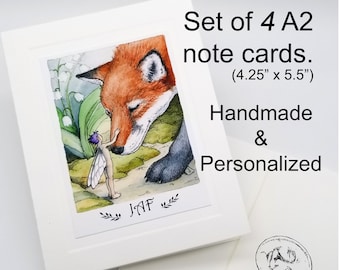 Fox Note Cards Stationery Set of 10 Cards in White or Light - Etsy