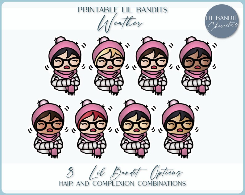 Lil' Bandit - Weather | Printable Character Stickers | Planner Stickers ...