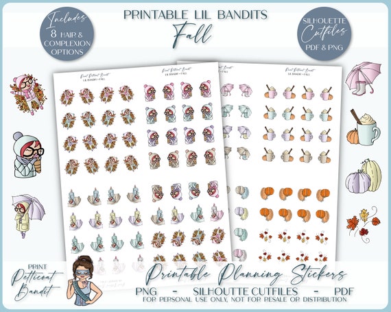 Lil' Bandit Fall Printable Character Stickers - Etsy