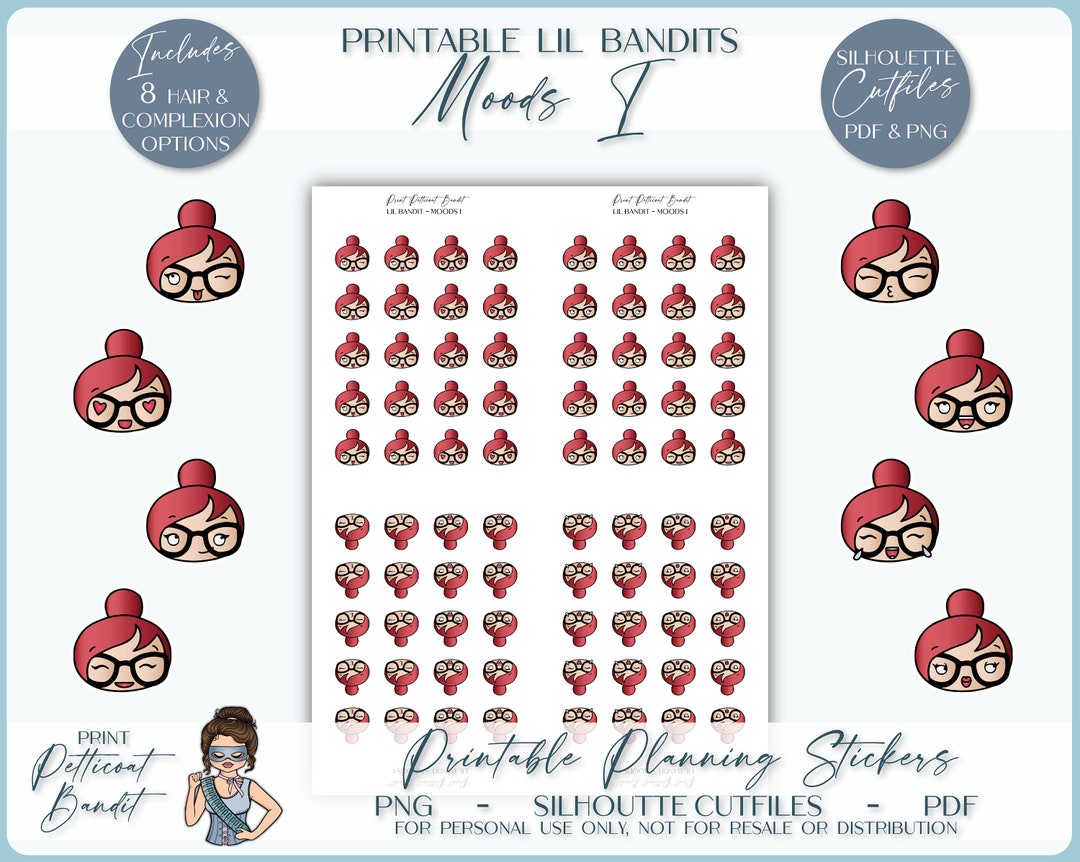 Lil' Bandit Moods 1 Printable Character Stickers Planner Stickers ...