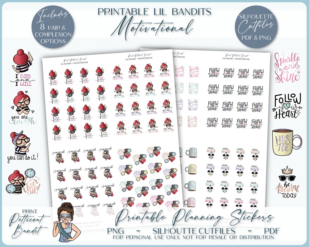 Lil' Bandit - Motivational | Printable Character Stickers | Planner ...