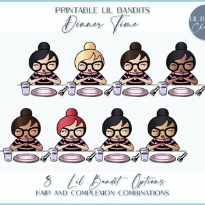 Lil' Bandit - Dinner Time | Printable Character Stickers | Planner ...