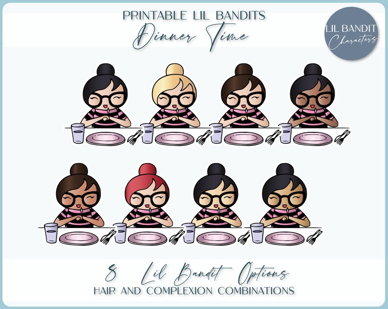 Lil' Bandit - Dinner Time | Printable Character Stickers | Planner ...