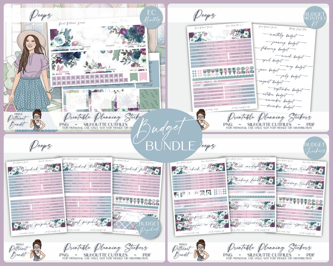 Printable Erin Condren Monthly Budget Bundle | Budget Planner Sticker ...