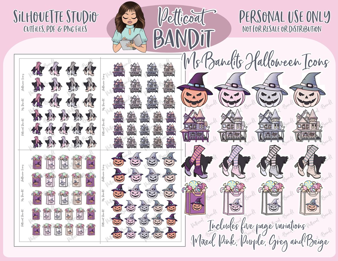 Ms. Bandits Halloween Icons Printable Icon Stickers | Digital Printable ...