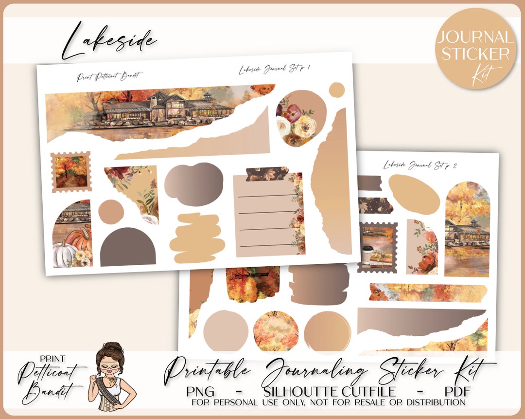 Printable Journaling Sticker Kit Lakeside Journal Stickers - Etsy