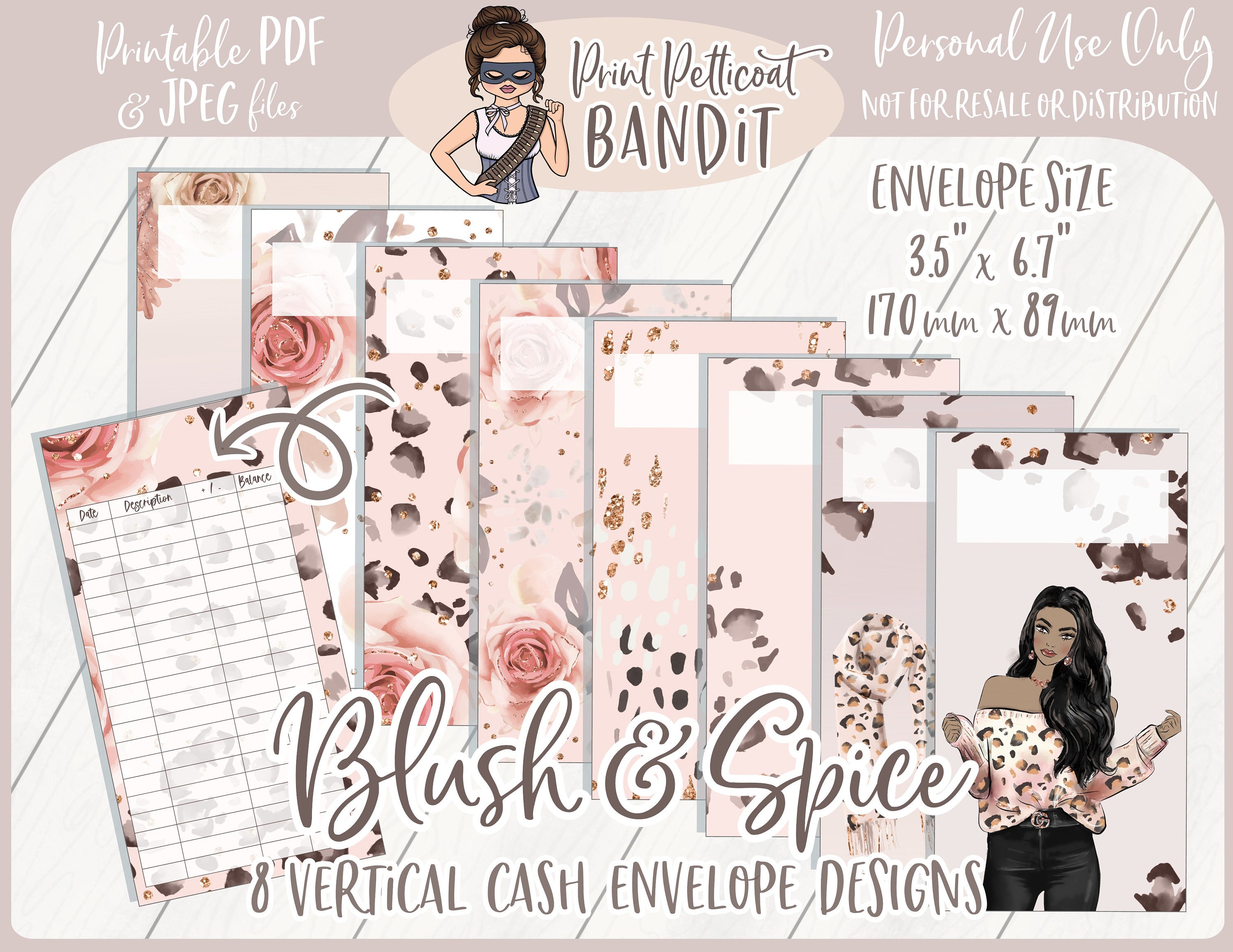 8 Printable Vertical Cash Envelopes Transaction Tracker | Etsy