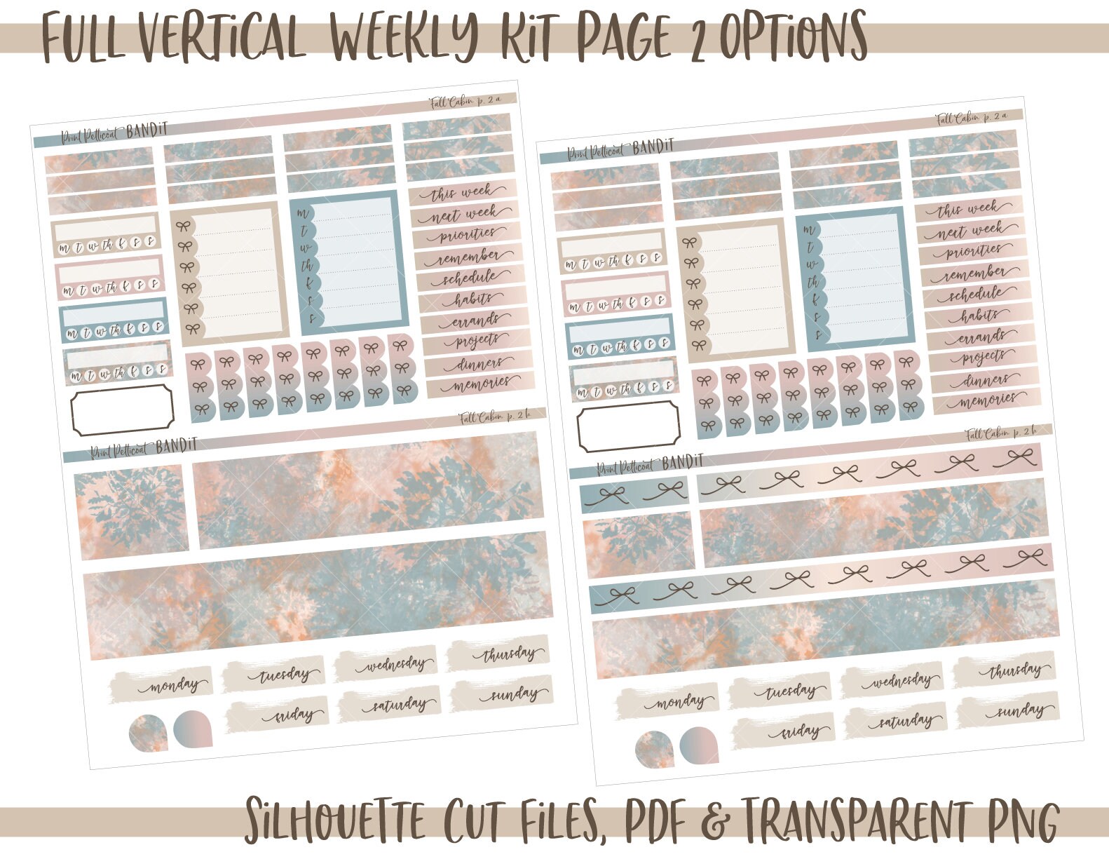 Printable Vertical Weekly Planner Kit Fall Cabin FOIL | Etsy