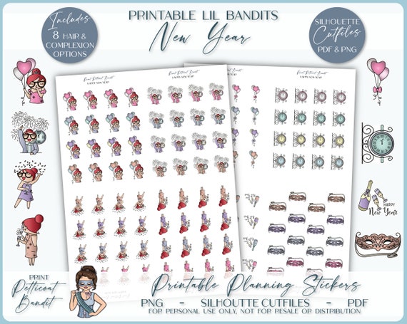 Lil' Bandit New Year Printable Character Stickers - Etsy