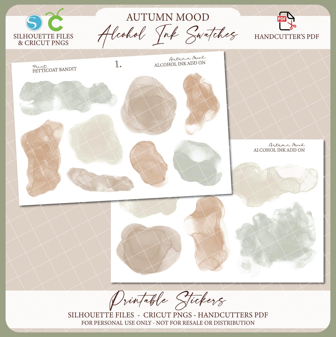 Printable Alcohol Ink Swatches Autumn Mood Journal Stickers