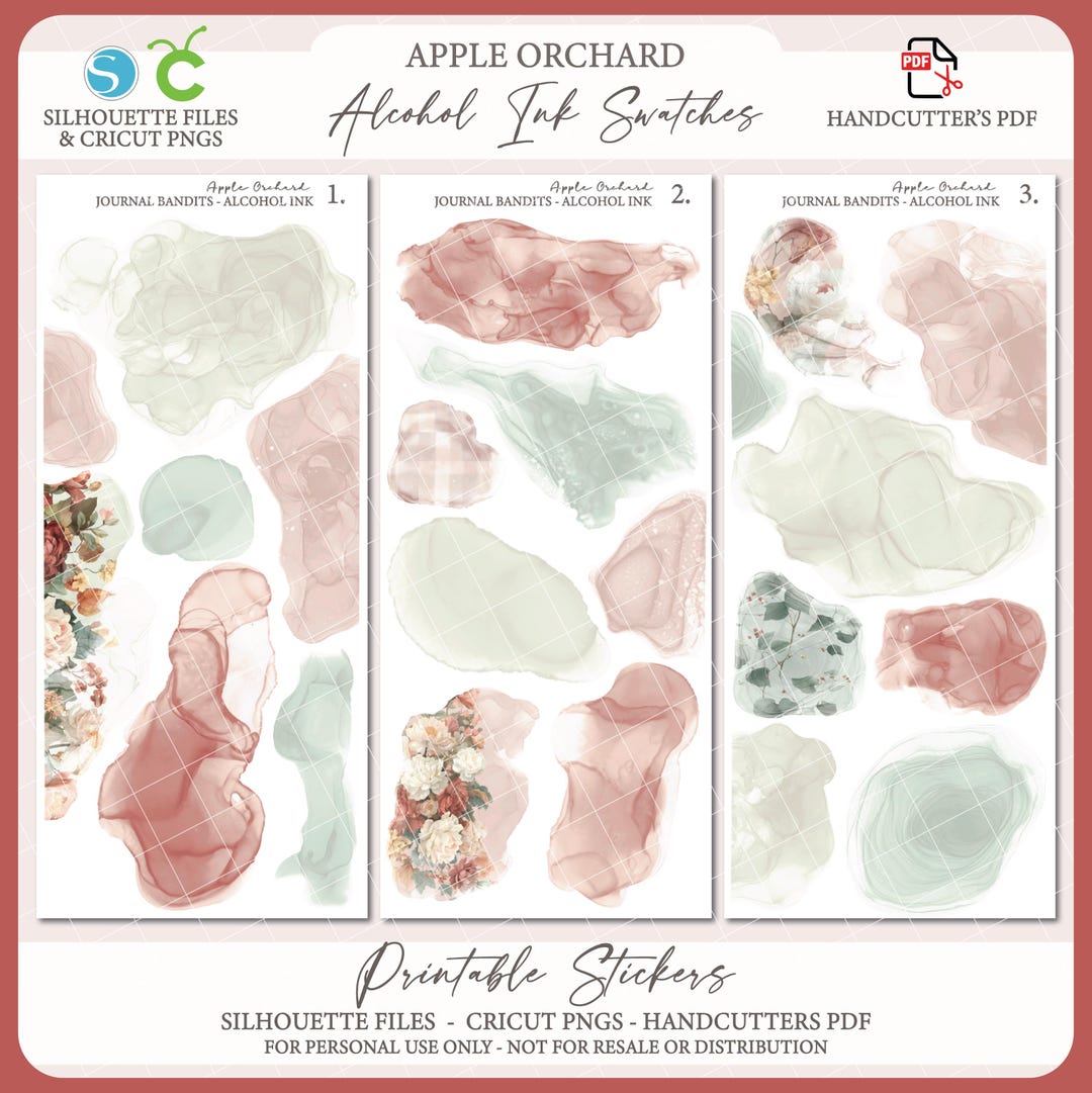 Fall Printable Alcohol Ink Swatches - Apple Orchard | Journal Stickers ...