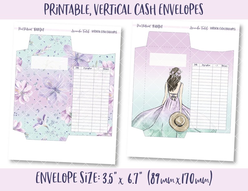 8 Printable Vertical Cash Envelopes Transaction Tracker | Etsy