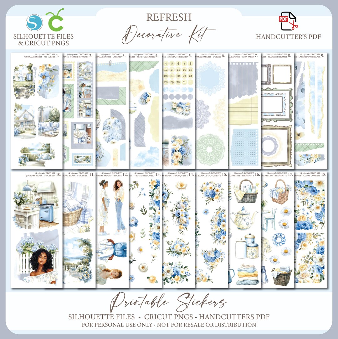 Printable Decorative Sticker Kit - Refresh | Journal Stickers ...