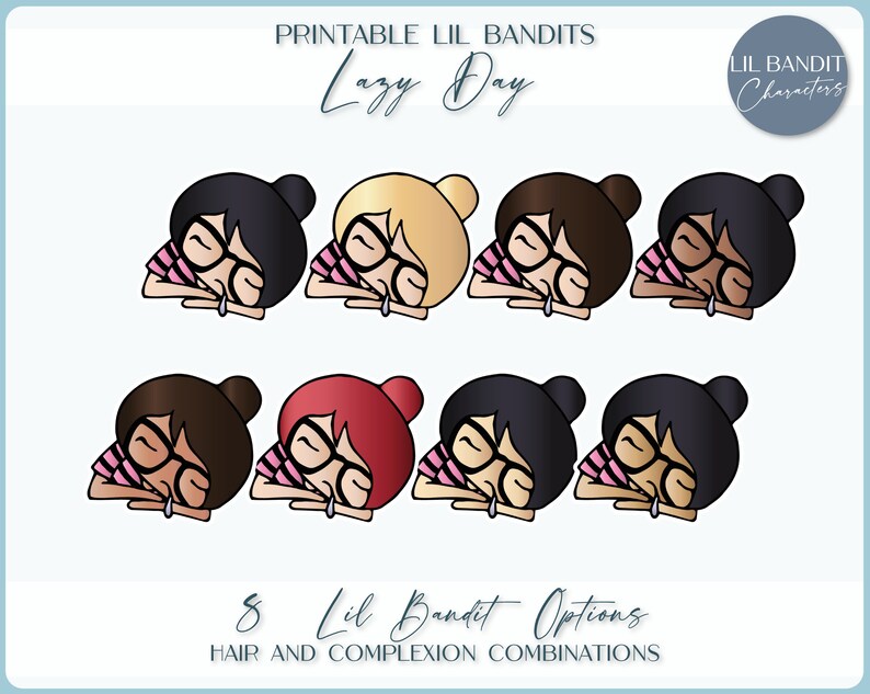 Lil' Bandit - Lazy Day | Printable Character Stickers | Planner ...