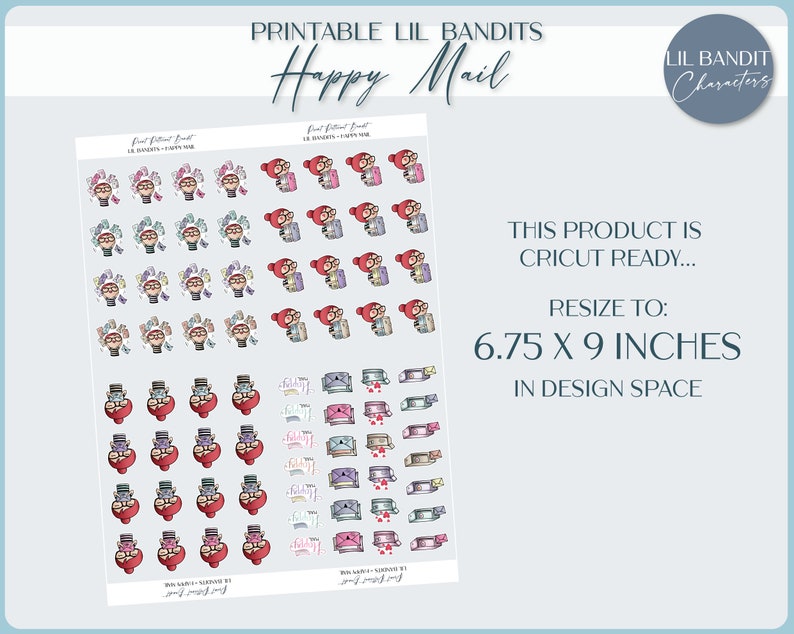 Lil' Bandit Happy Mail Printable Character Stickers - Etsy
