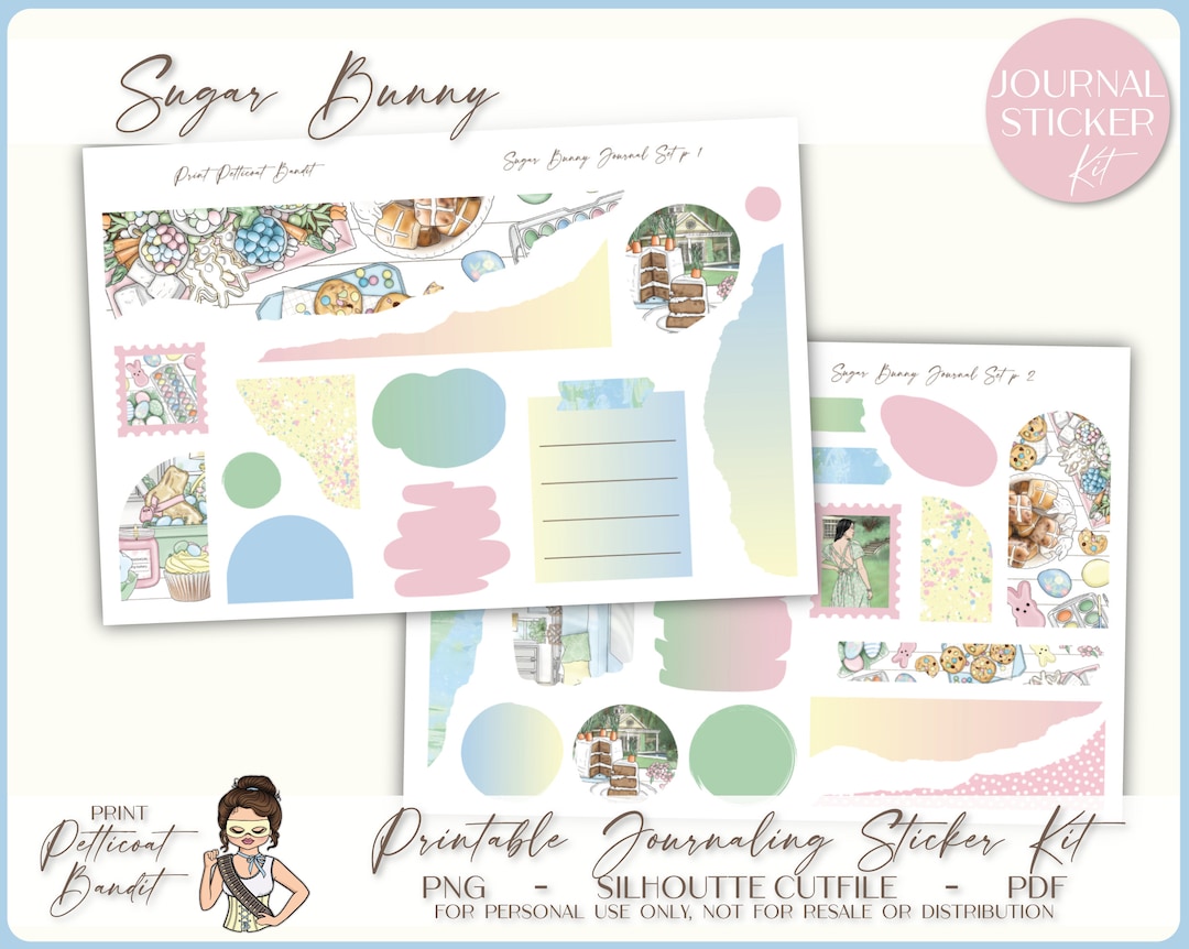 Printable Journaling Sticker Kit Sugar Bunny Journal Stickers ...