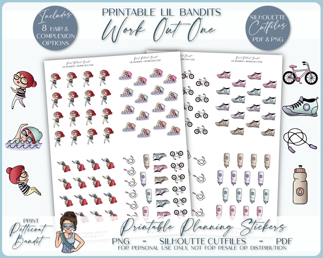 Lil' Bandit - Work Out One | Printable Character Stickers | Planner ...
