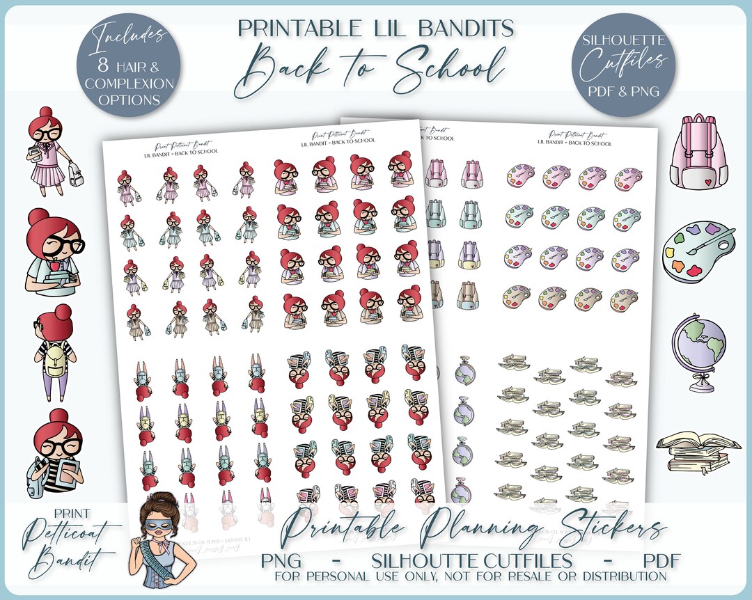 Lil' Bandit - Back to School | Printable Character Stickers | Planner ...