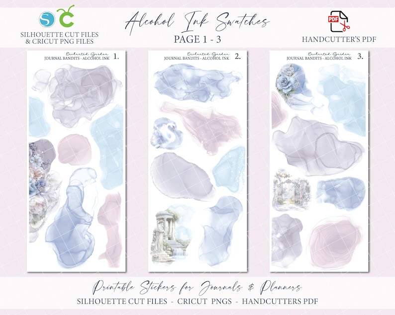 Printable Alcohol Ink Swatches - Enchanted Garden | Journal Stickers ...