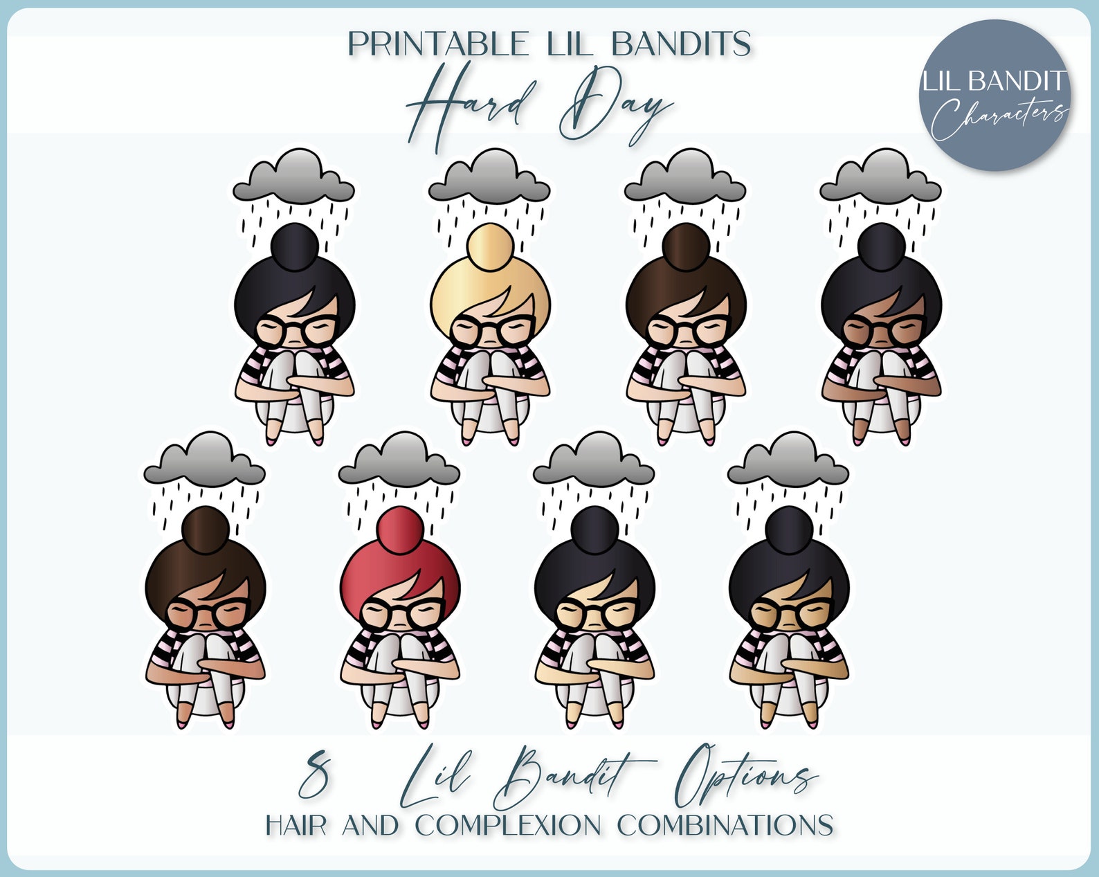 Lil' Bandit - Hard Day | Printable Character Stickers | Planner ...