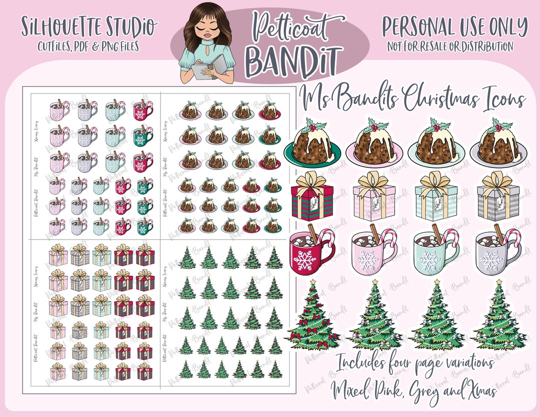 Ms. Bandit Christmas Icons Printable Icon Stickers | Digital Printable ...
