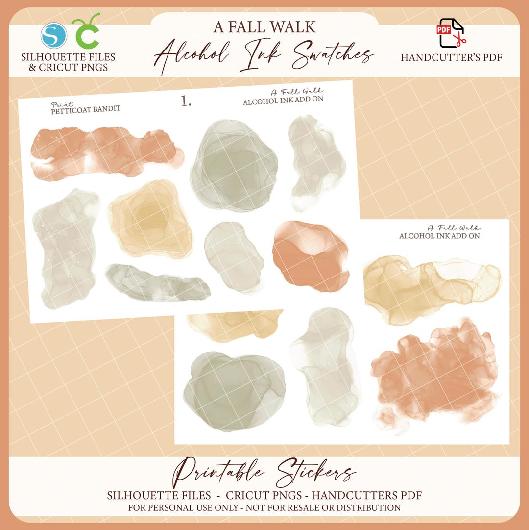 Printable Alcohol Ink Swatches - A Fall Walk | Journal Stickers ...
