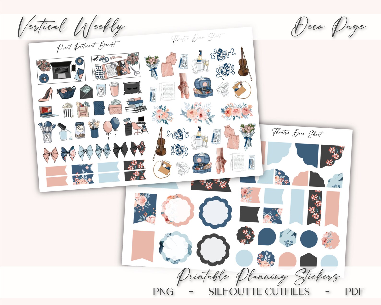 Printable Vertical Weekly Planner Sticker Kit Theatre Foil - Etsy