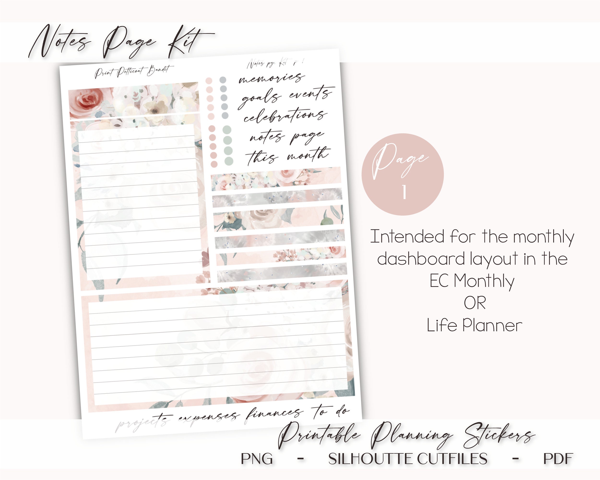 Erin Condren Notes Page Kit Printable Monthly Notes Planner - Etsy Canada
