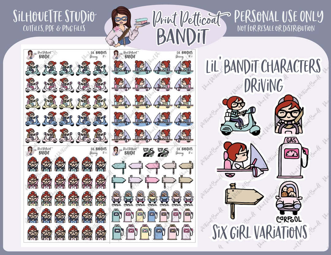 Lil' Bandit Printable Character Stickers Driving DIY - Etsy Portugal
