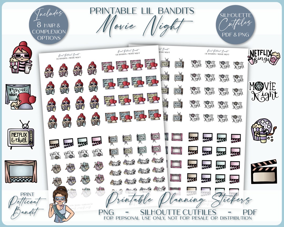 Lil' Bandit - Movie Night | Printable Character Stickers | Planner ...