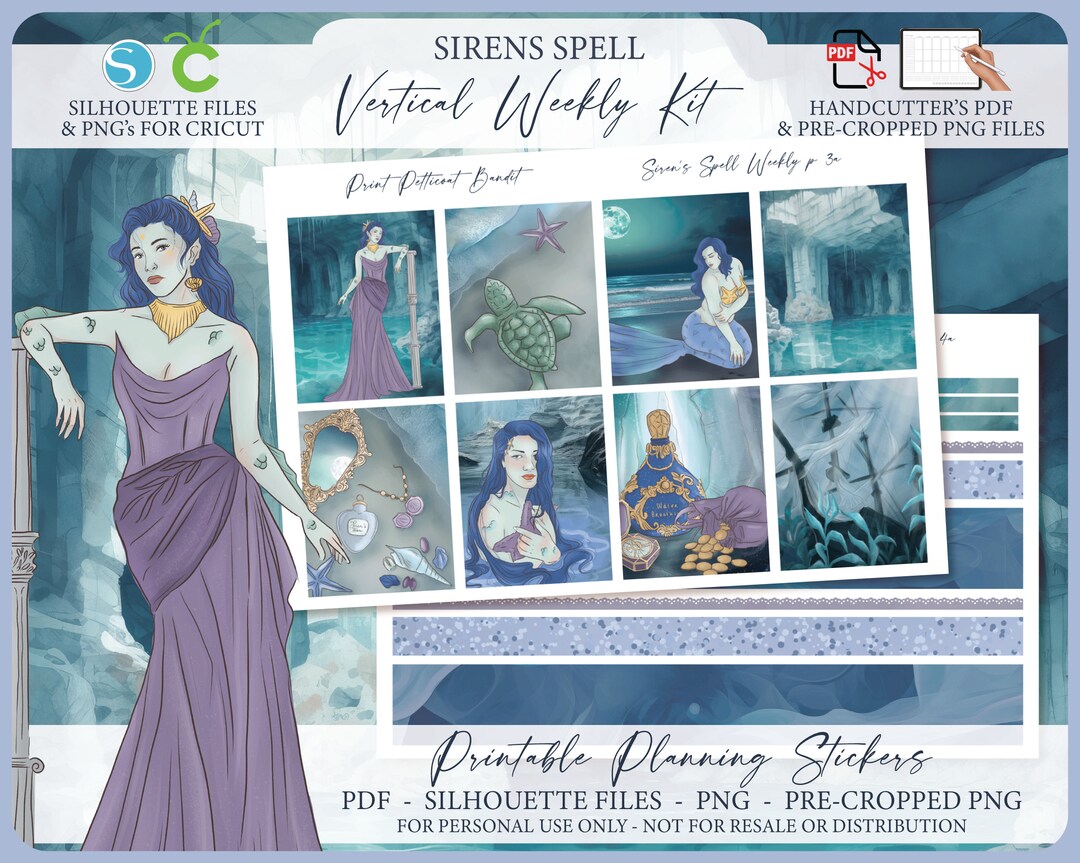 Printable Vertical Weekly Planner Sticker Kit - Sirens Spell ...