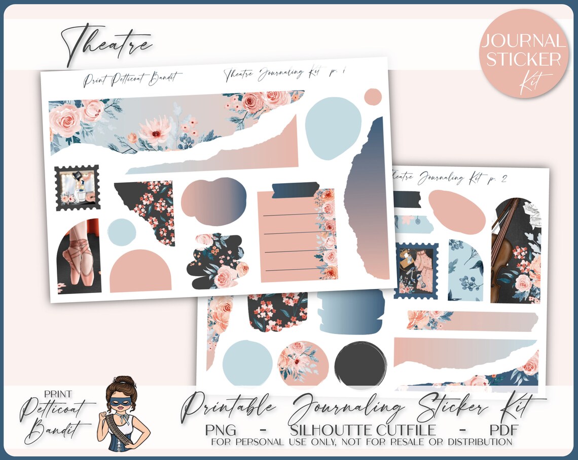Printable Journaling Sticker Kit Theatre Journal Stickers - Etsy