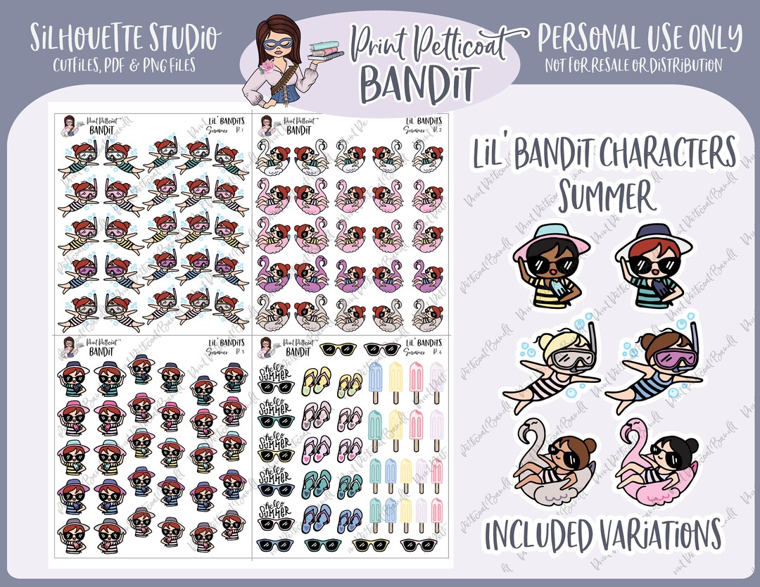 Lil' Bandit Printable Character Stickers Summer DIY - Etsy