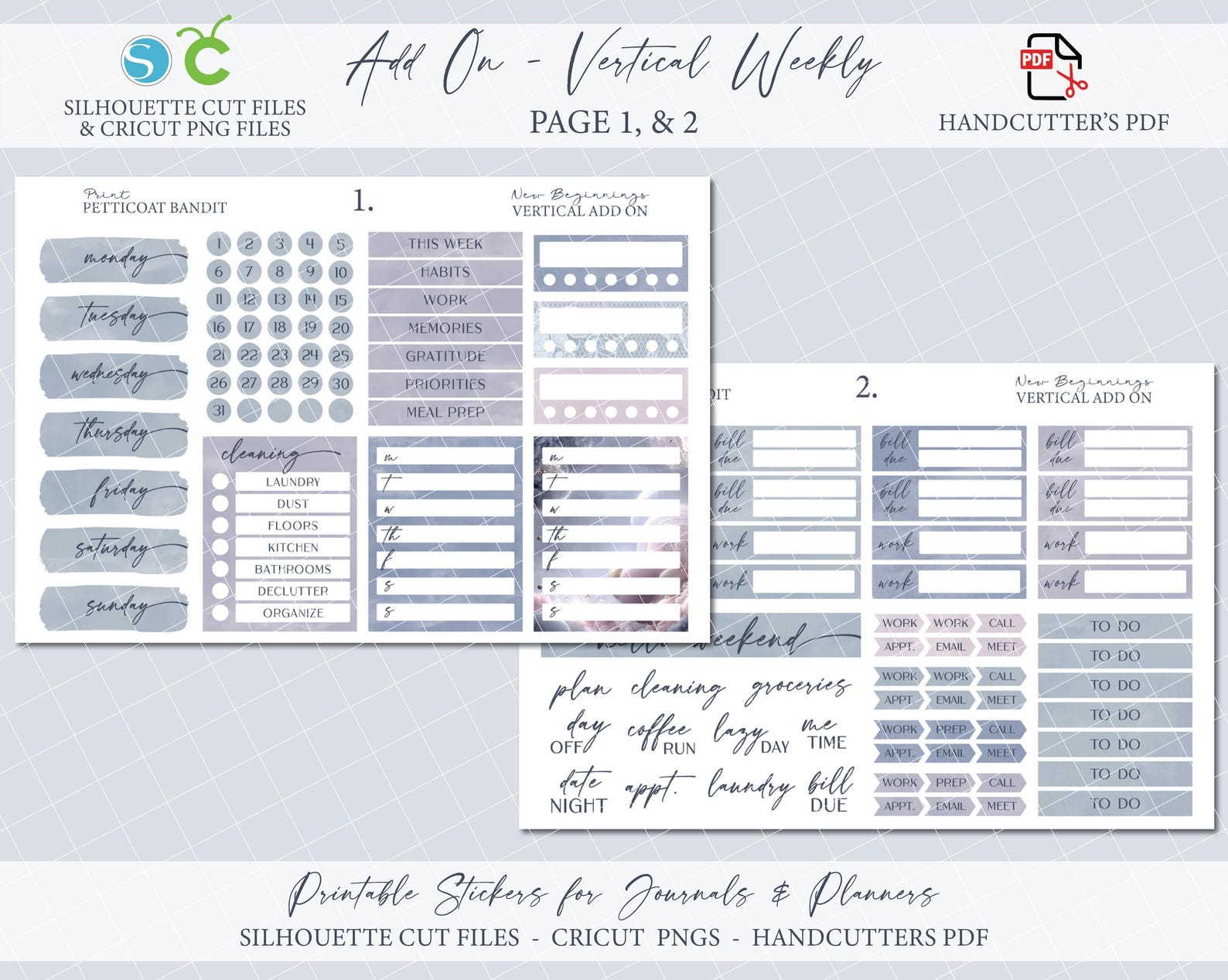 New Years Printable Add on Vertical Weekly Planner Sticker Kit - New ...