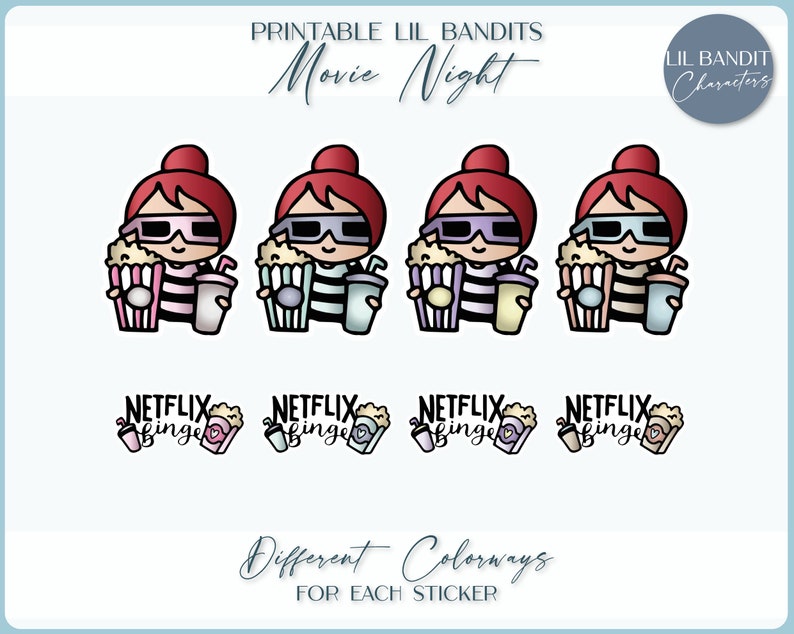 Lil' Bandit Movie Night Printable Character Stickers - Etsy