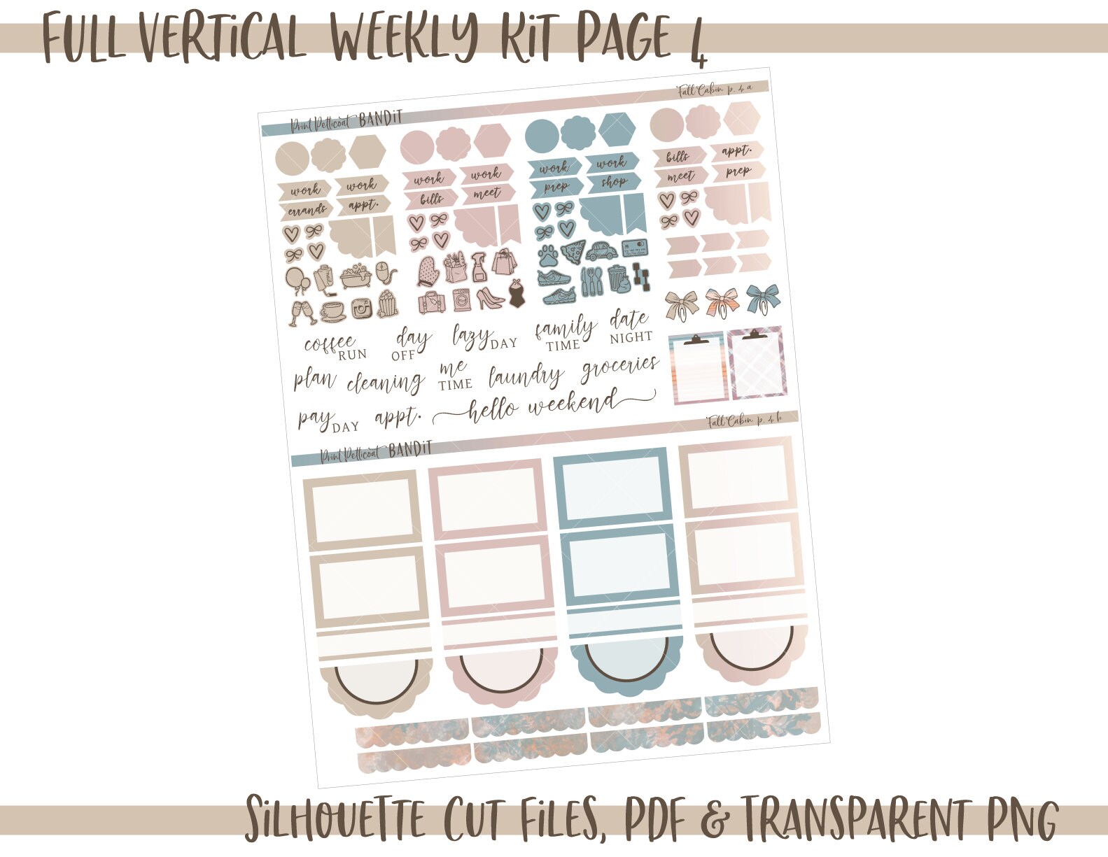 Printable Vertical Weekly Planner Kit Fall Cabin FOIL | Etsy